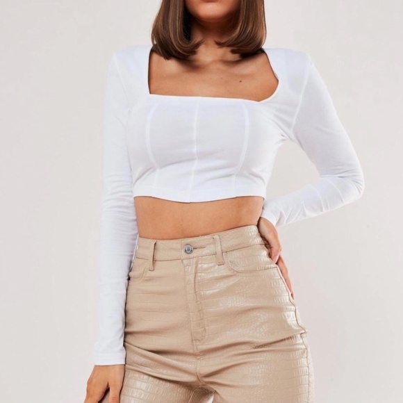 Missguided | Tops | Missguided White Corset Long Sleeve Crop Top | Poshmark